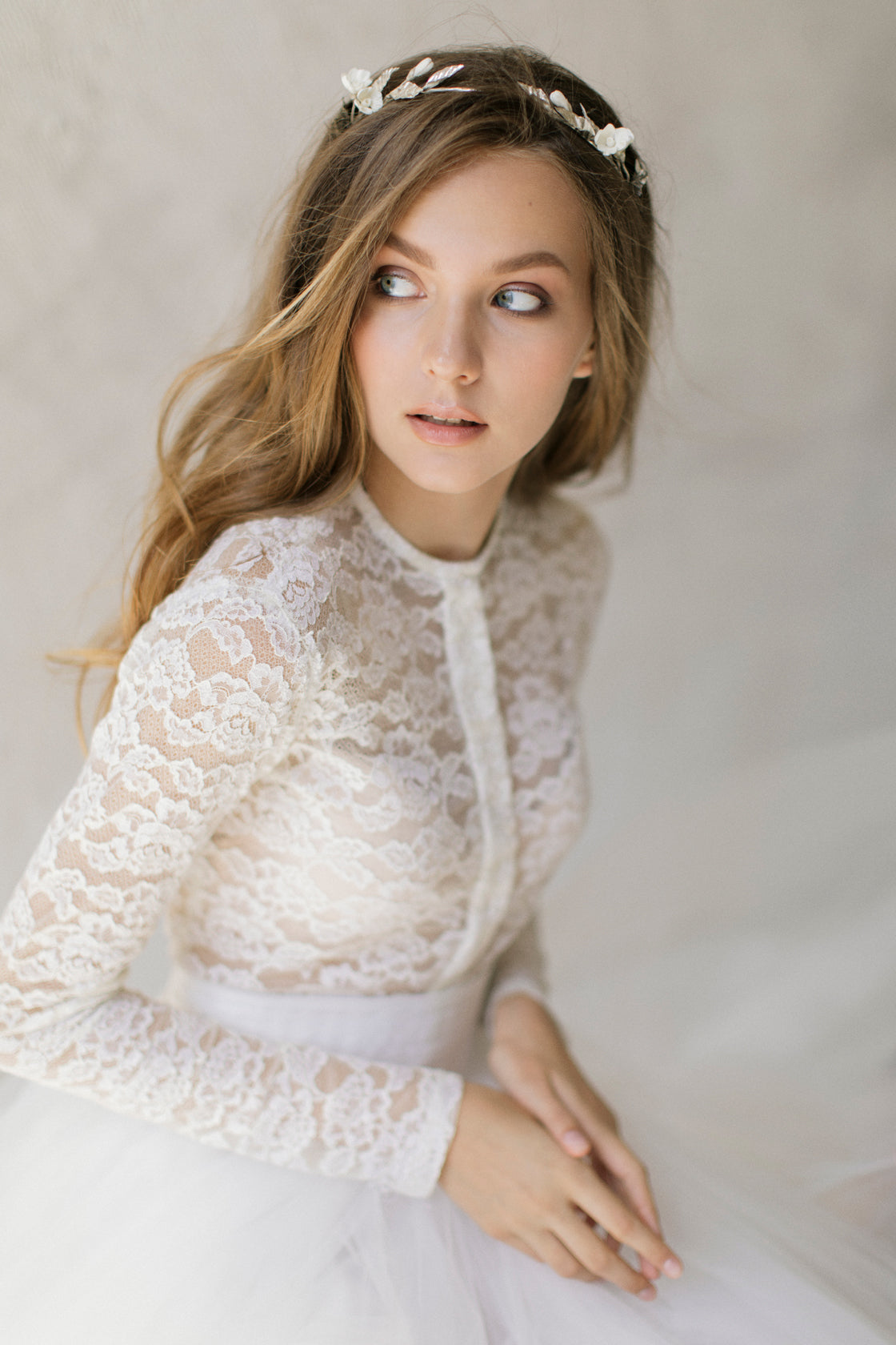 Long sleeve wedding top | Fitted bridal top – Sumarokova Atelier